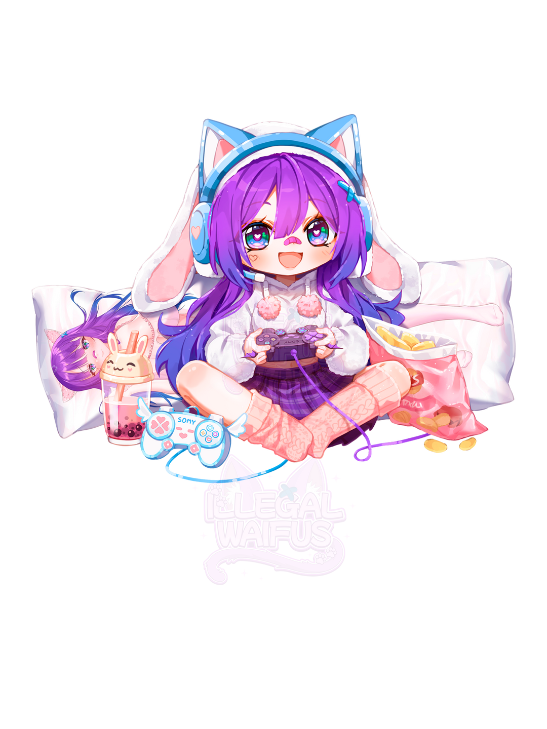 GAMER YURI CHIBI [STICKER] – ILLEGAL WAIFUS